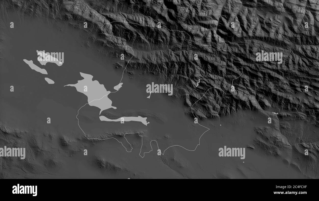Alborz, province of Iran. Grayscaled map with lakes and rivers. Shape ...