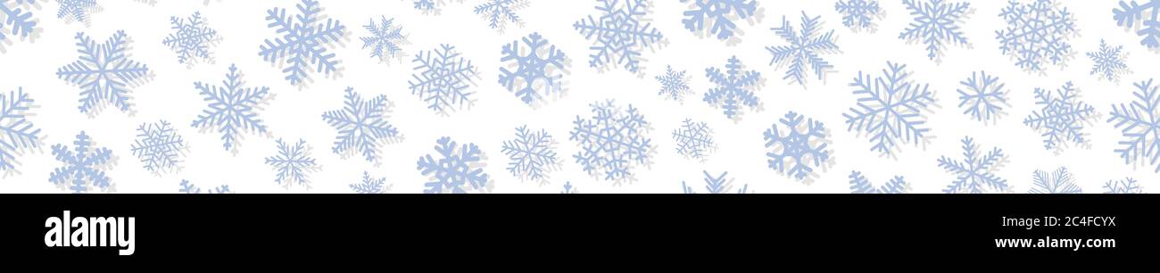 Christmas horizontal seamless banner of snowflakes of different shapes ...