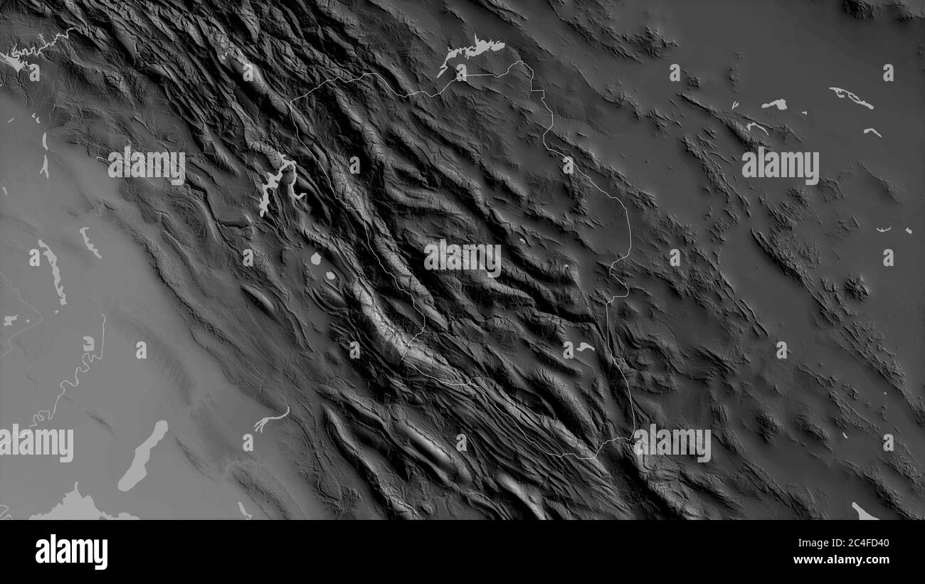 Chahar Mahall and Bakhtiari, province of Iran. Grayscaled map with ...