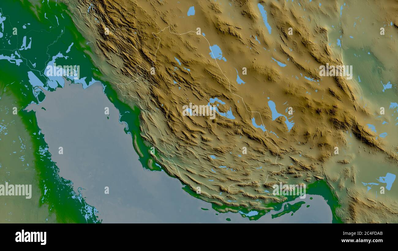 Fars, province of Iran. Colored shader data with lakes and rivers ...