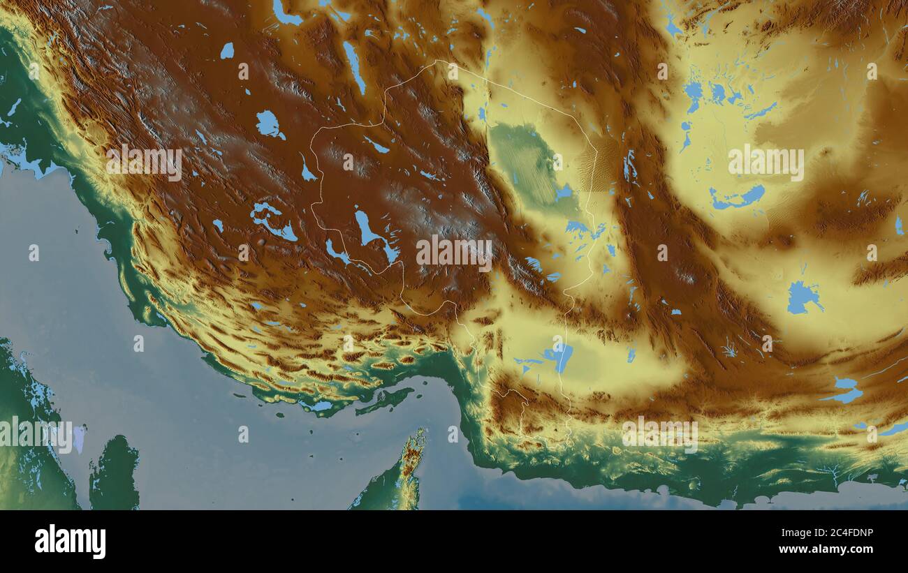 Iran,relief map with border hi-res stock photography and images - Alamy