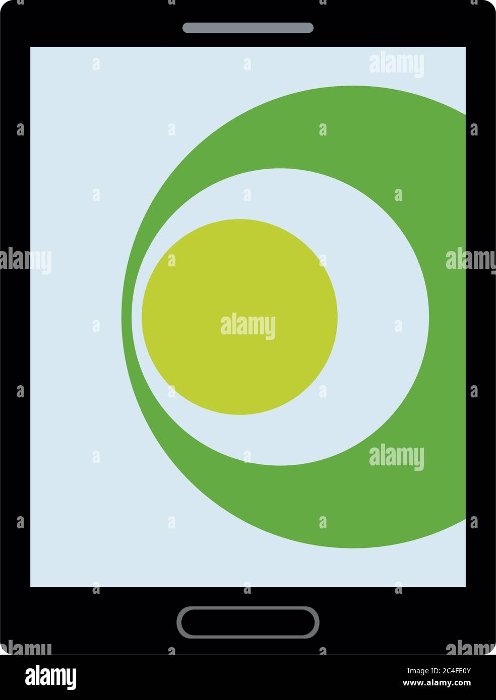 tablet with green and white stationery template vector illustration ...