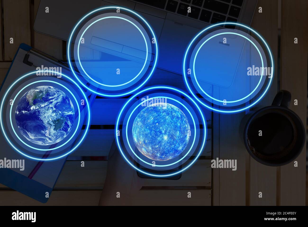 Digital Image of Distant Solar System Showing Global Technology ...