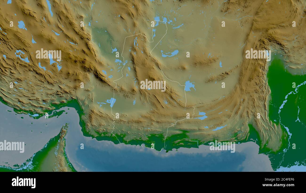 Sistan and Baluchestan, province of Iran. Colored shader data with ...