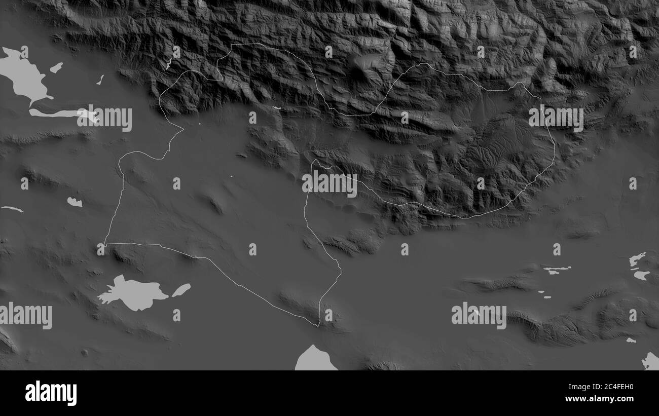 Tehran, province of Iran. Grayscaled map with lakes and rivers. Shape ...