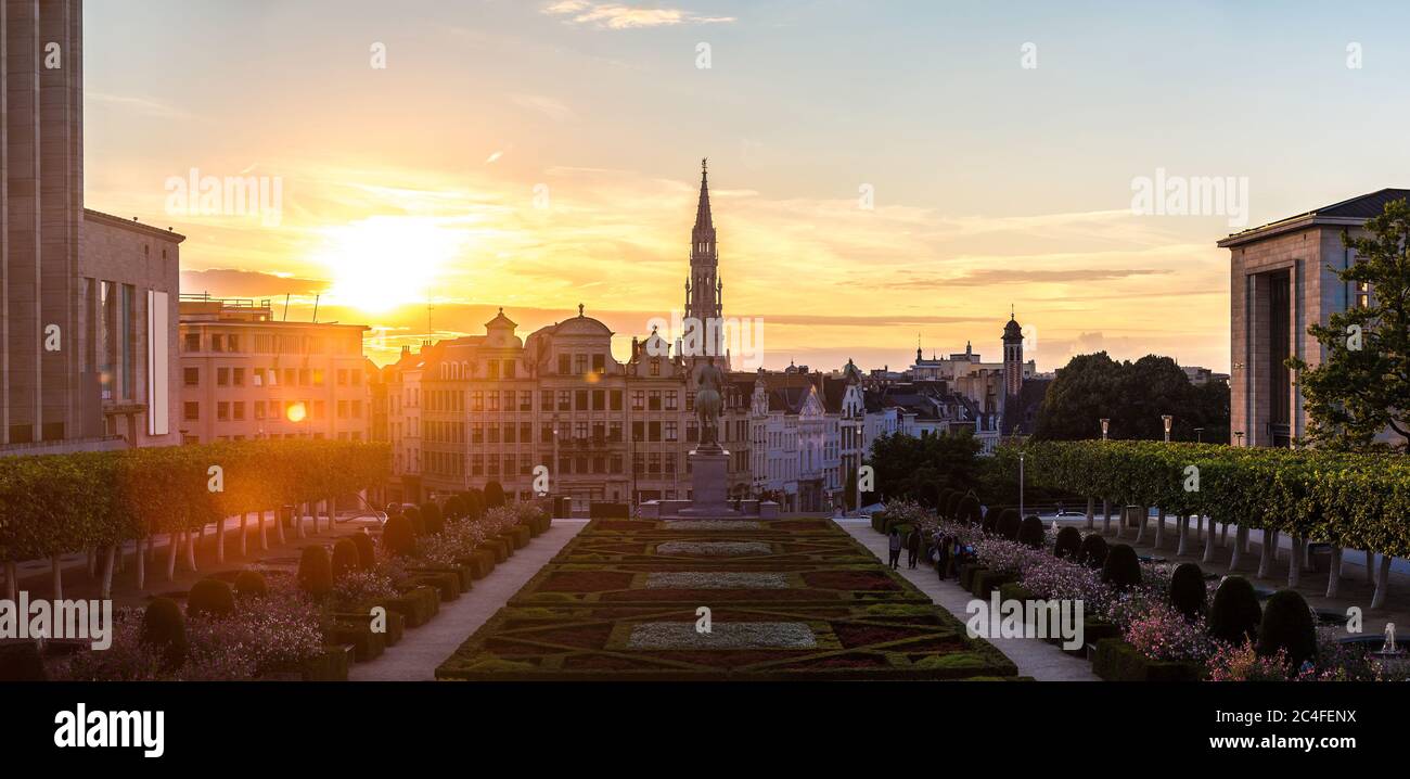 Panoramic Cityscape of Brussels in a beautiful summer day, Belgium ...