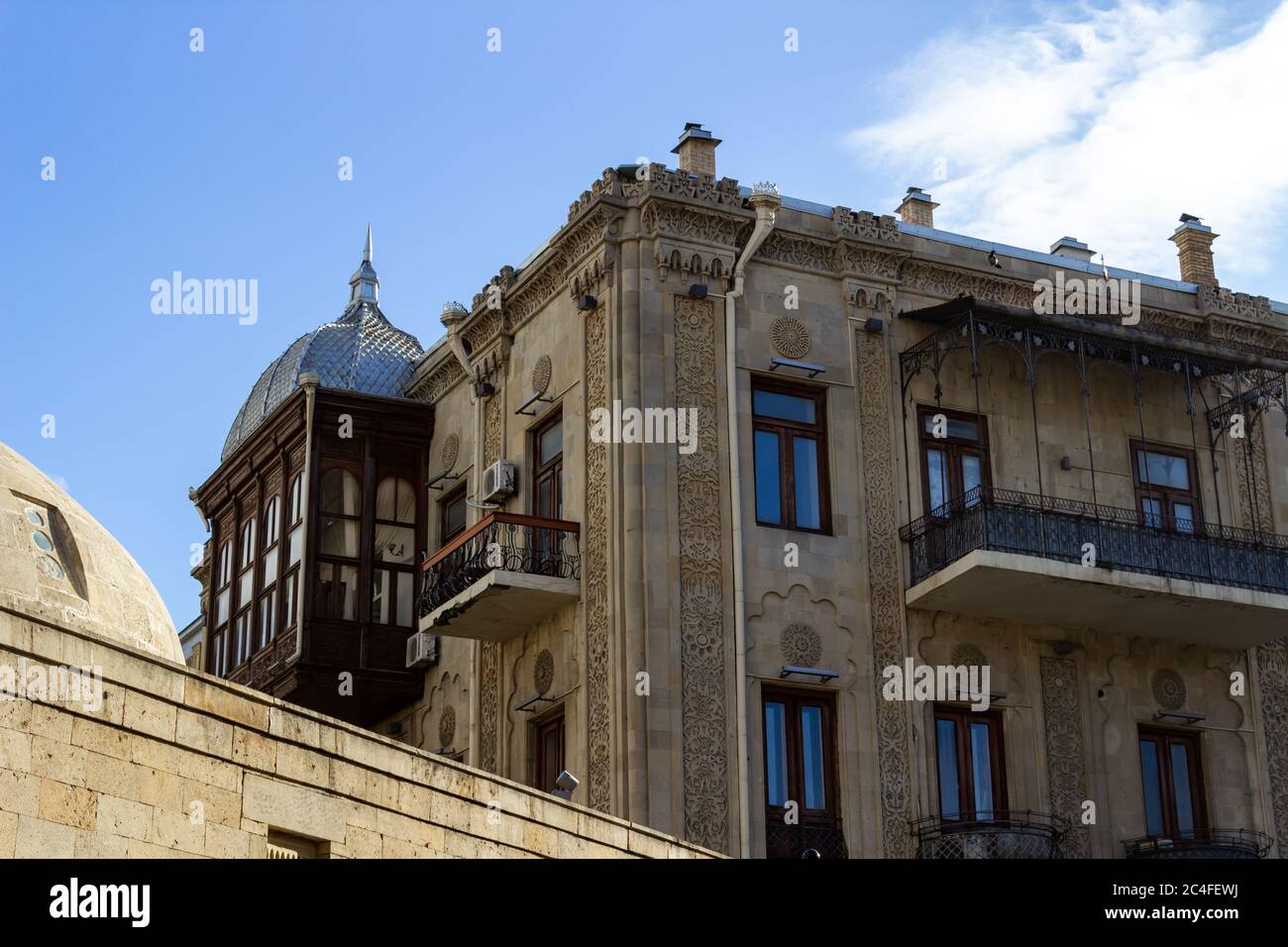 Small streets of the old city with national patterns and ornaments on ...