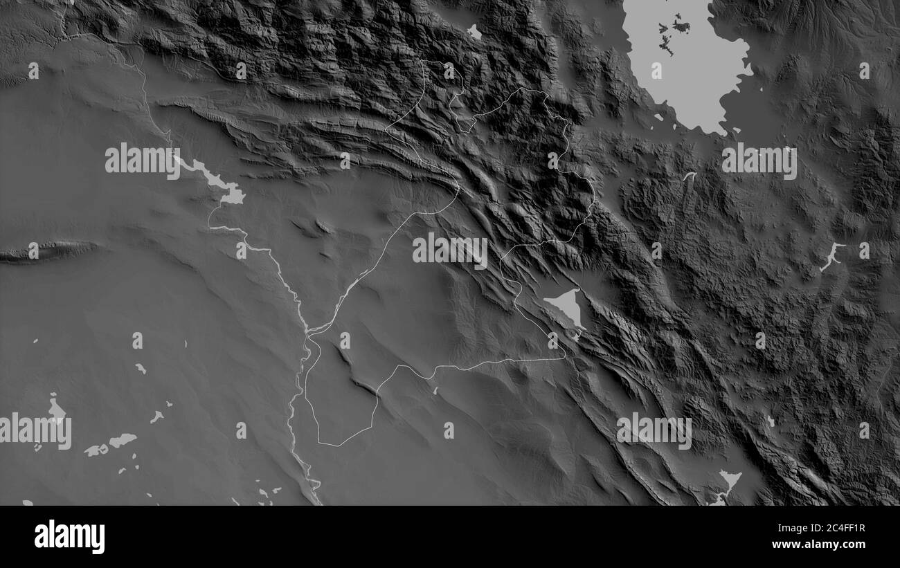 Arbil, province of Iraq. Grayscaled map with lakes and rivers. Shape ...