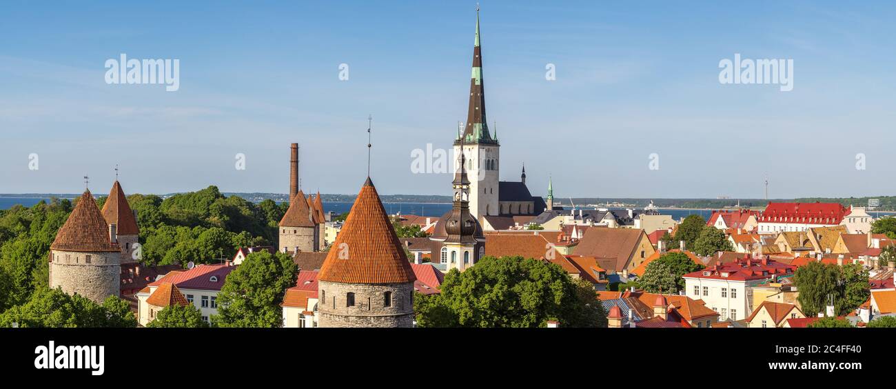 Aerial View of Tallinn Old Town in a beautiful summer day, Estonia ...