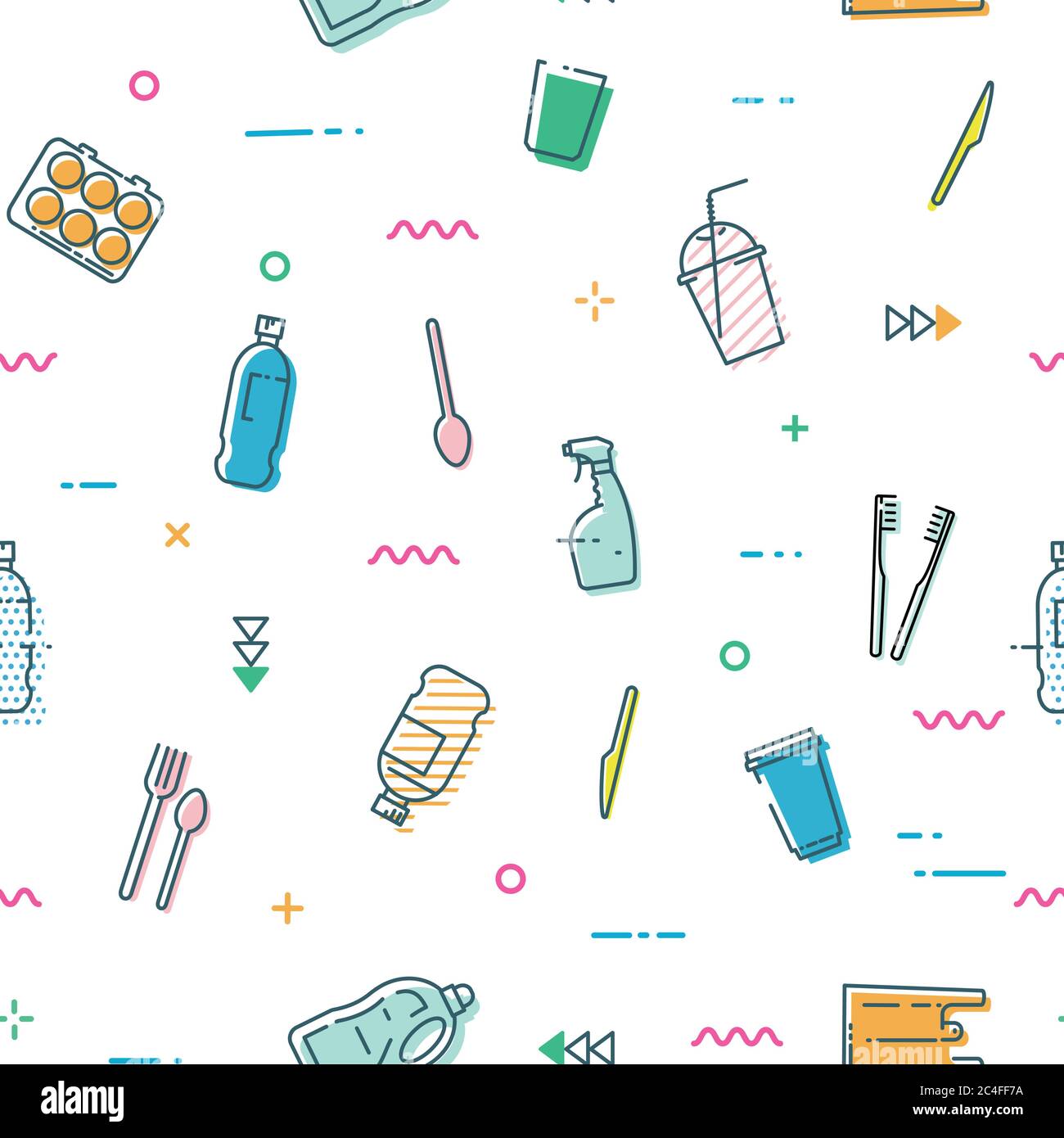 Seamless outline pattern trash Cut Out Stock Images & Pictures - Alamy