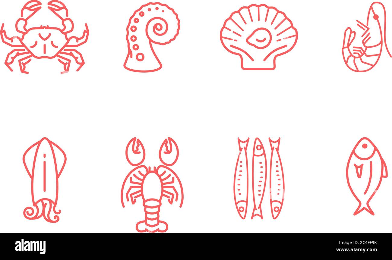 Red fish icon linear Cut Out Stock Images & Pictures - Alamy