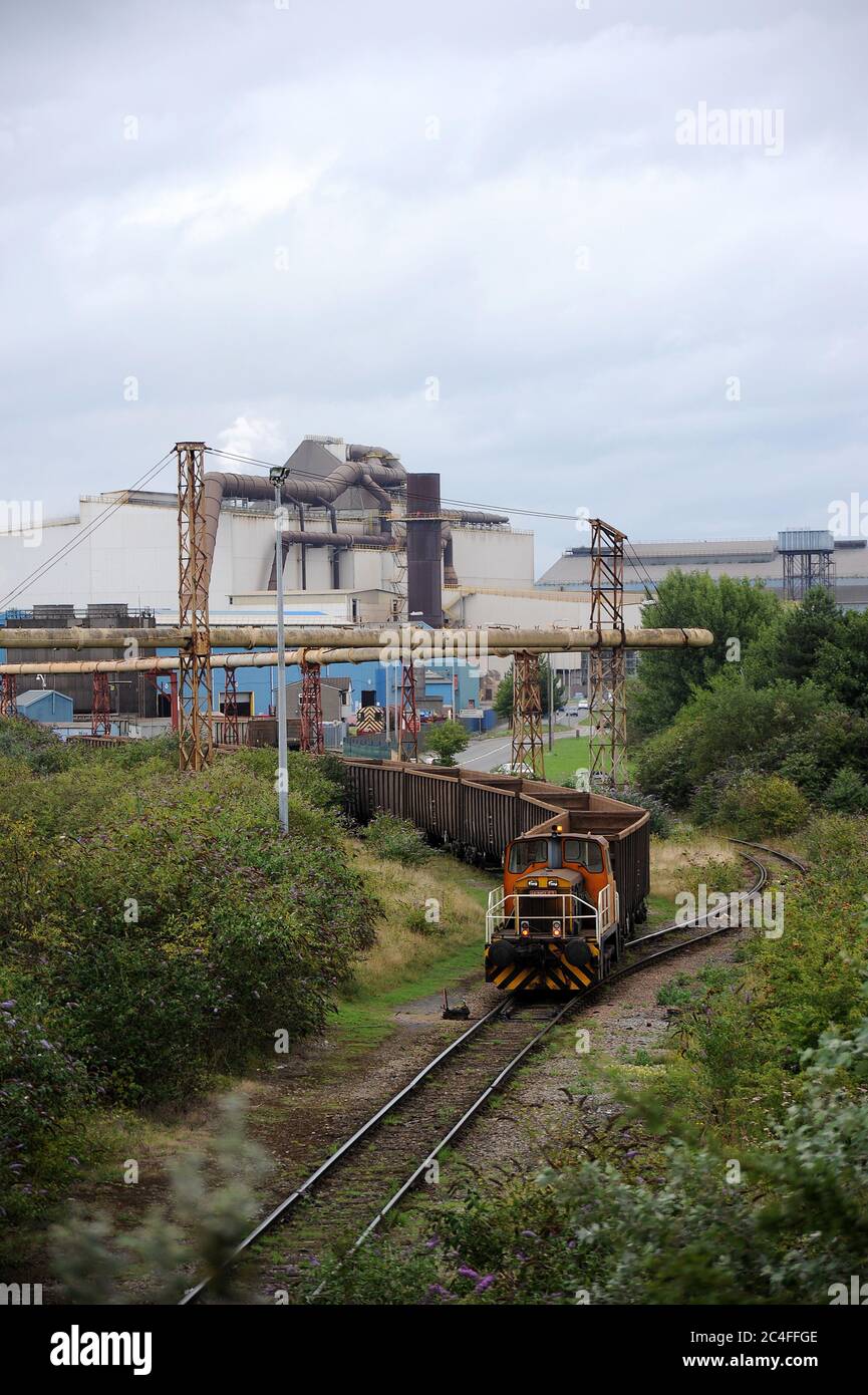 Tremorfa Steelworks locomotive shunting at the complex Stock Photo - Alamy