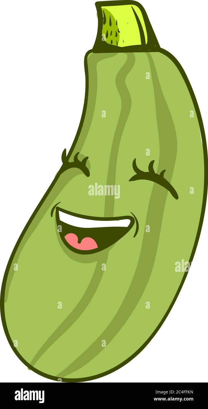 Happy zucchini, illustration, vector on white background Stock Vector ...