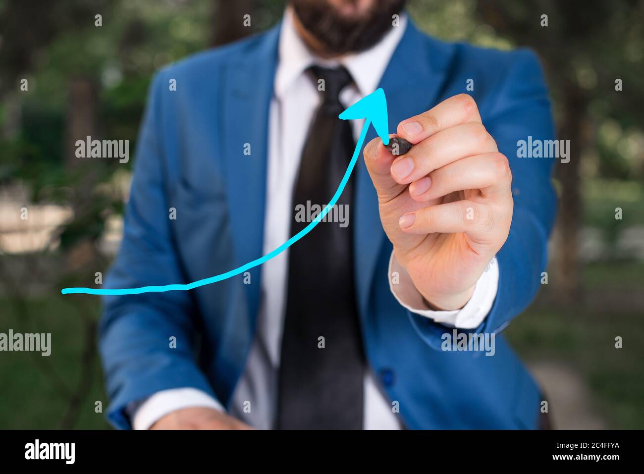 Digital Arrowhead Curve Rising Upward Denoting Growth Development ...