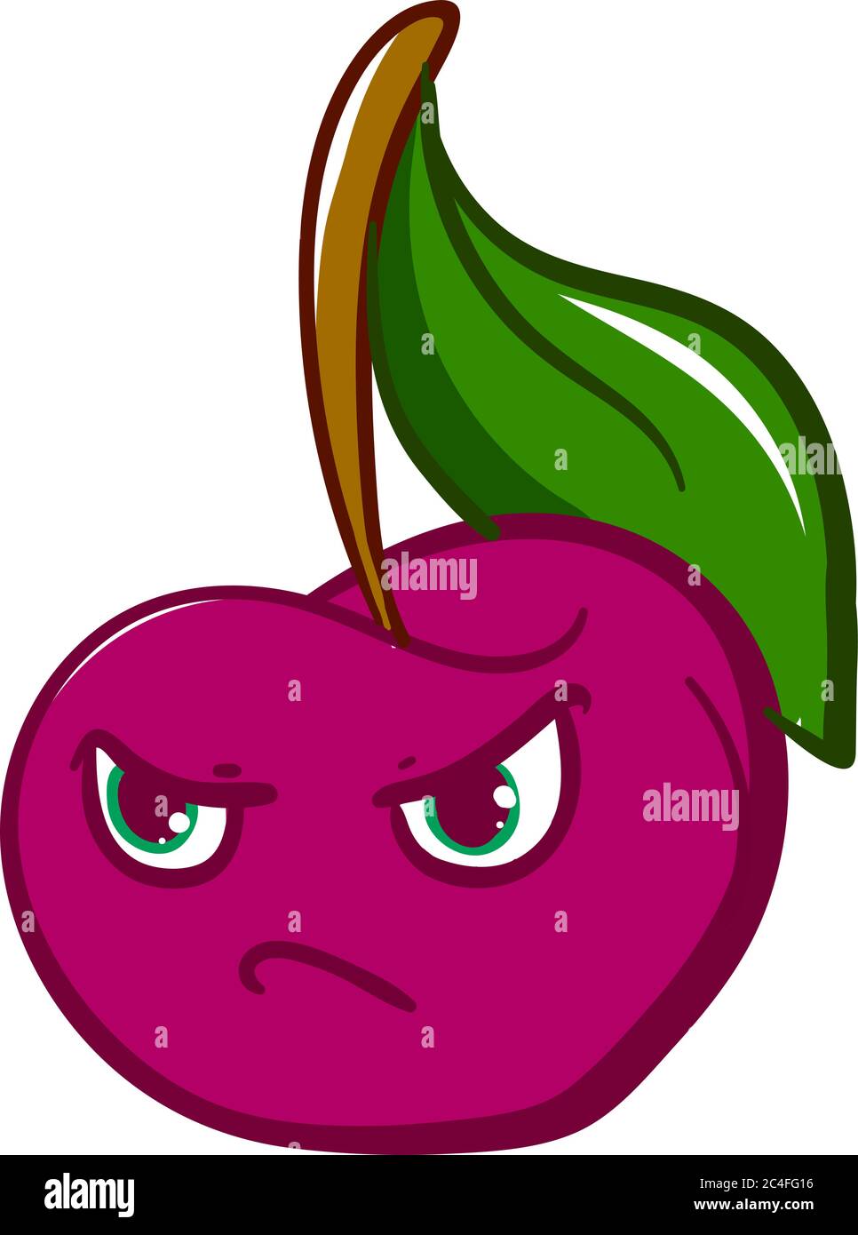 Angry cherry, illustration, vector on white background Stock Vector ...