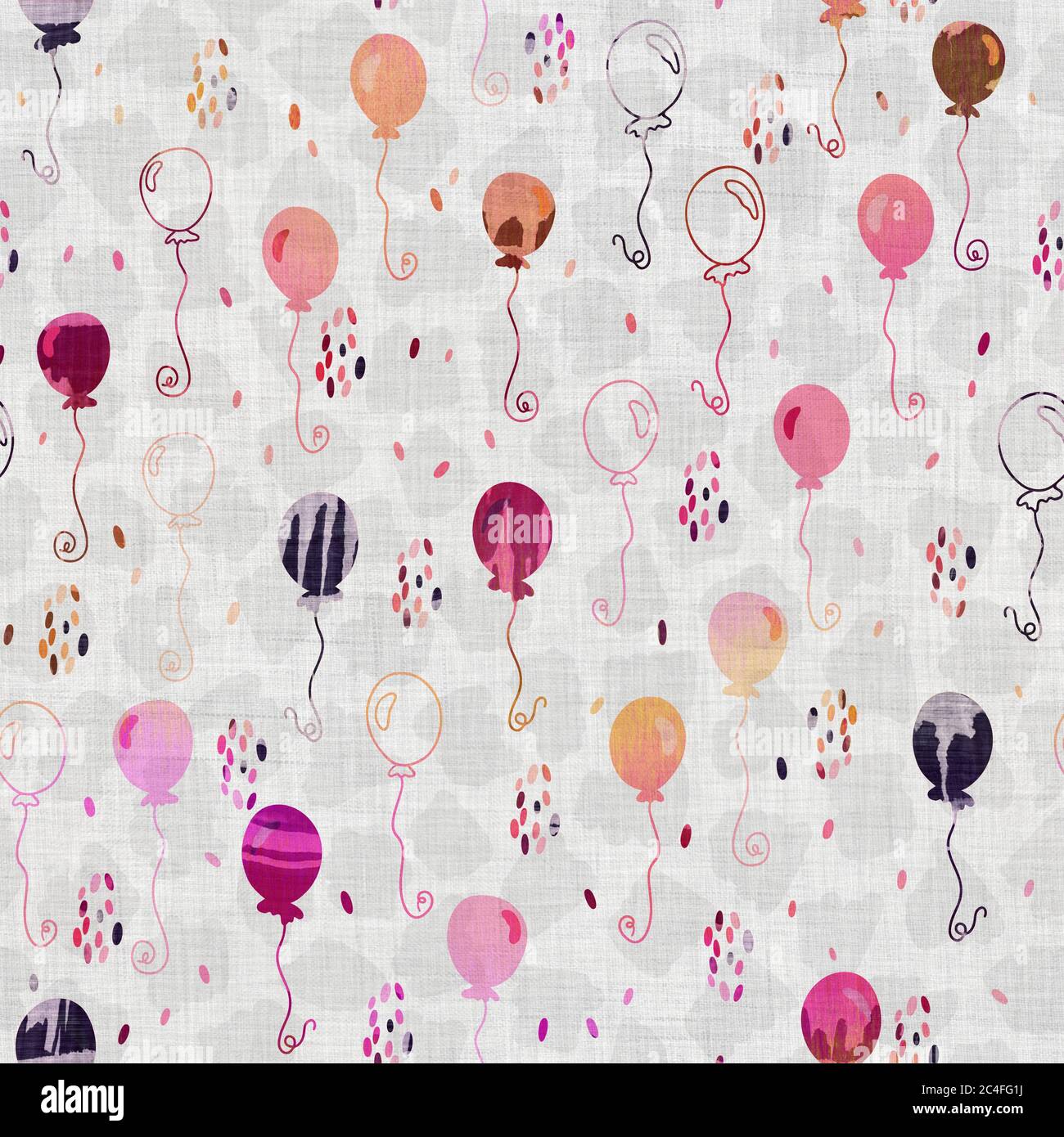 Seamless balloon watercolor woven texture. Hand drawn grunge damask on ...