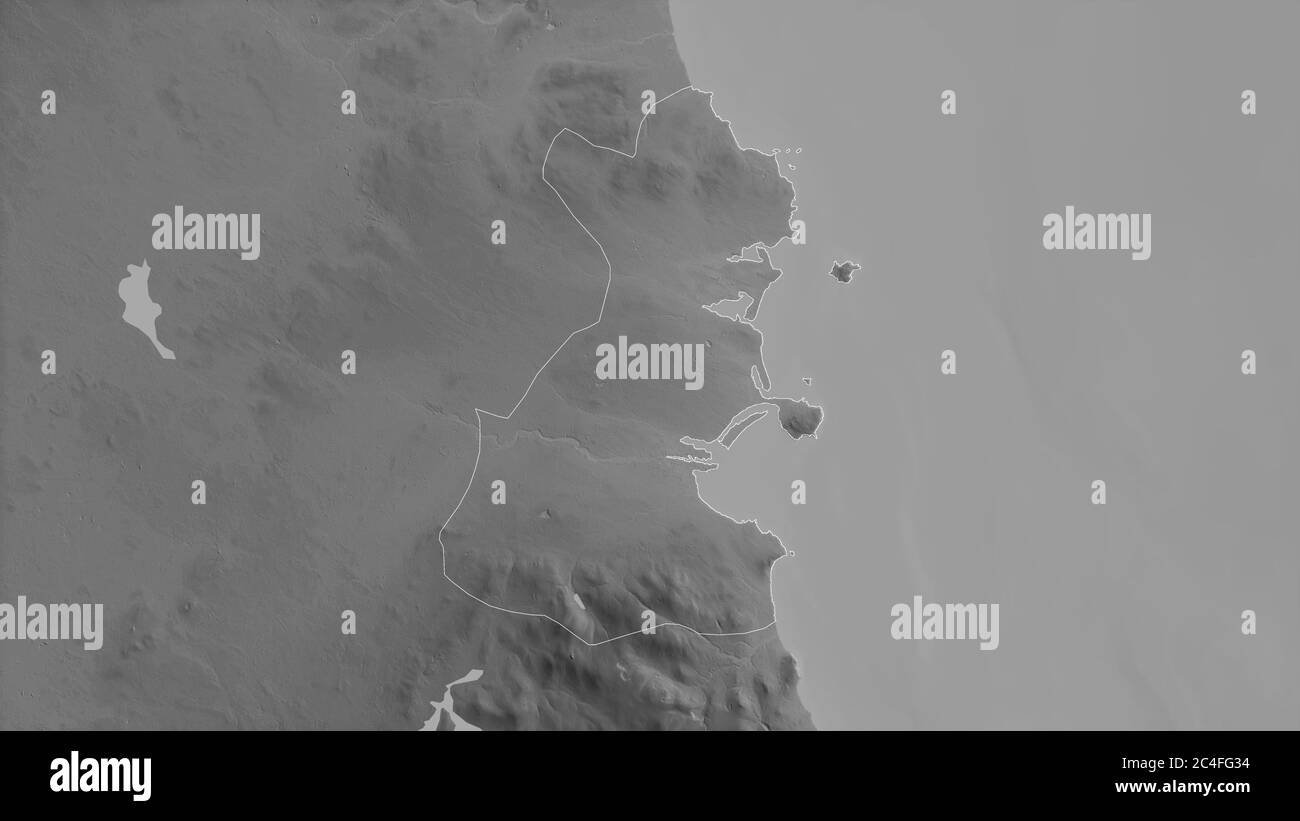Dublin, county of Ireland. Grayscaled map with lakes and rivers. Shape ...