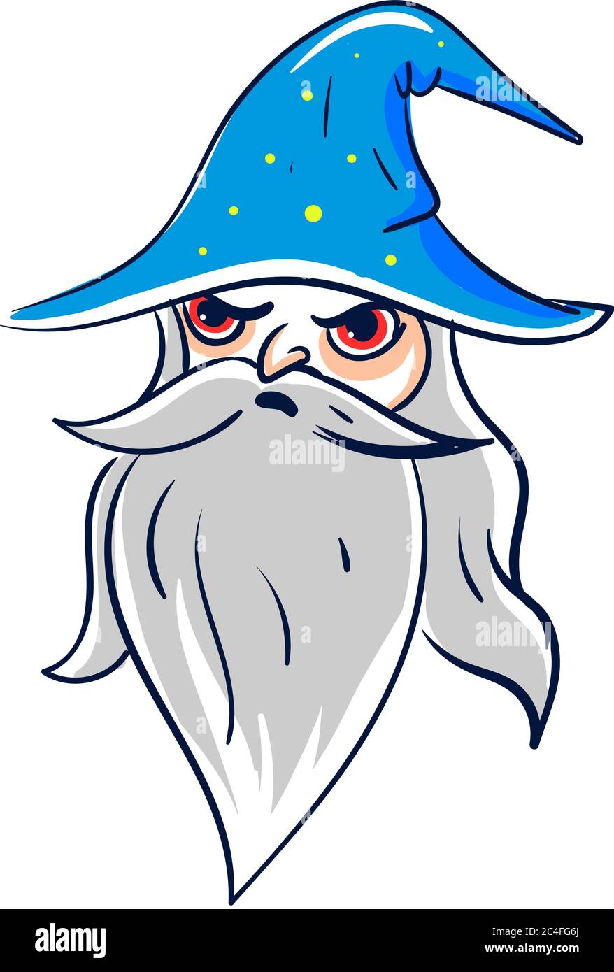 Angry wizard, illustration, vector on white background Stock Vector ...