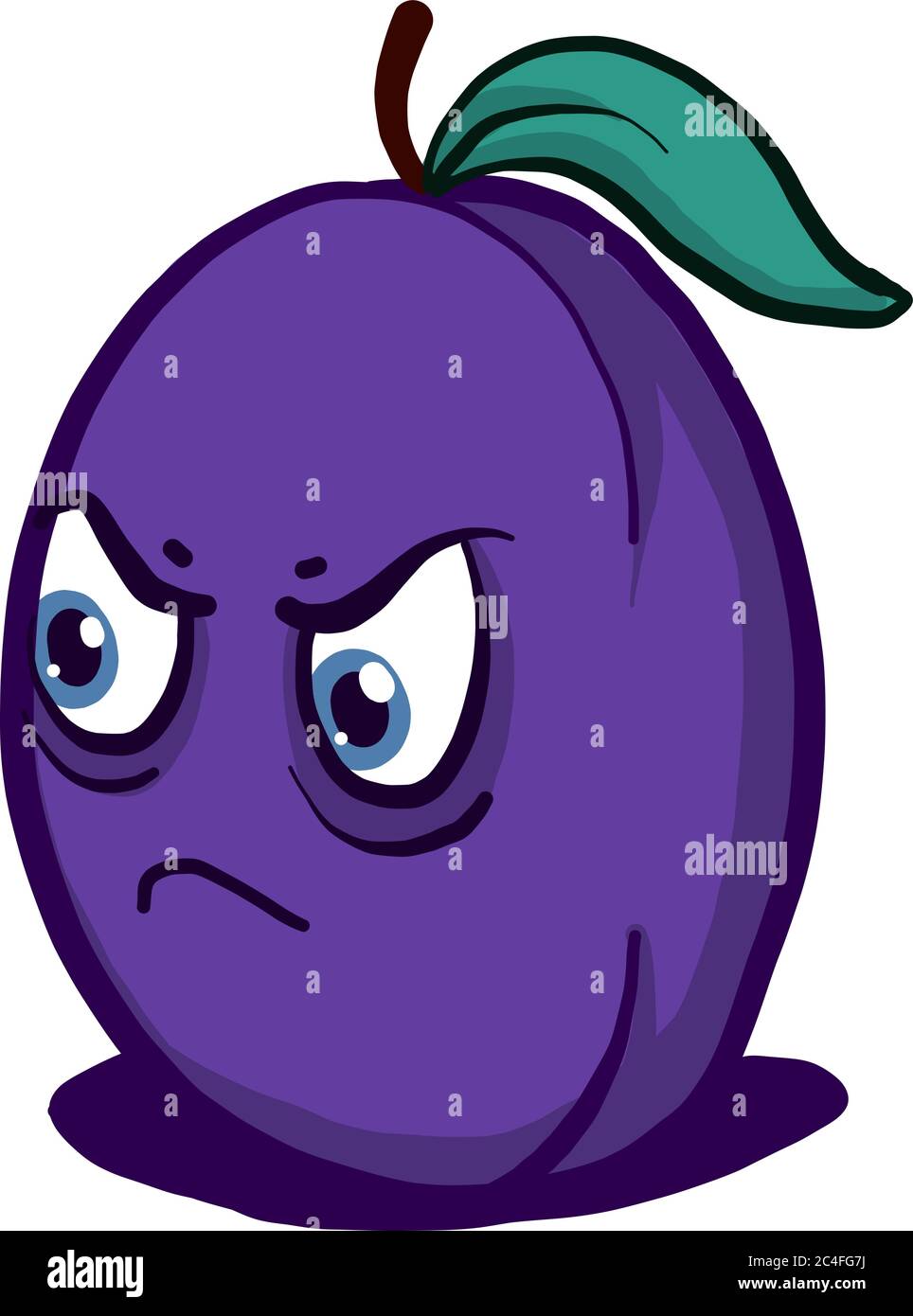 Angry plum, illustration, vector on white background Stock Vector Image ...