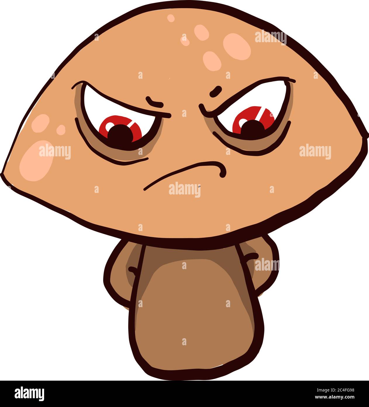 Angry mushroom, illustration, vector on white background Stock Vector ...