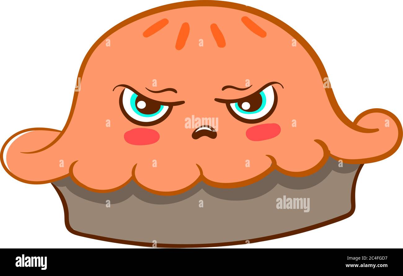 Angry pie, illustration, vector on white background Stock Vector Image ...