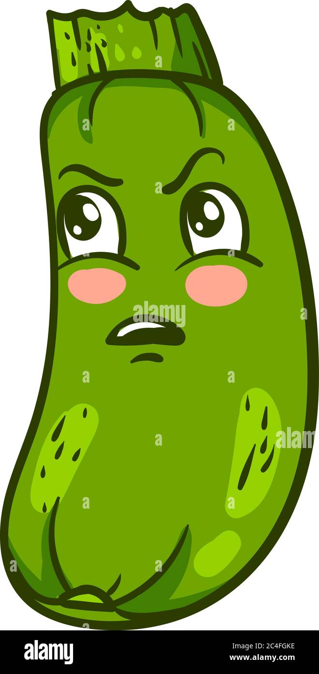 Angry fat zucchini, illustration, vector on white background Stock ...
