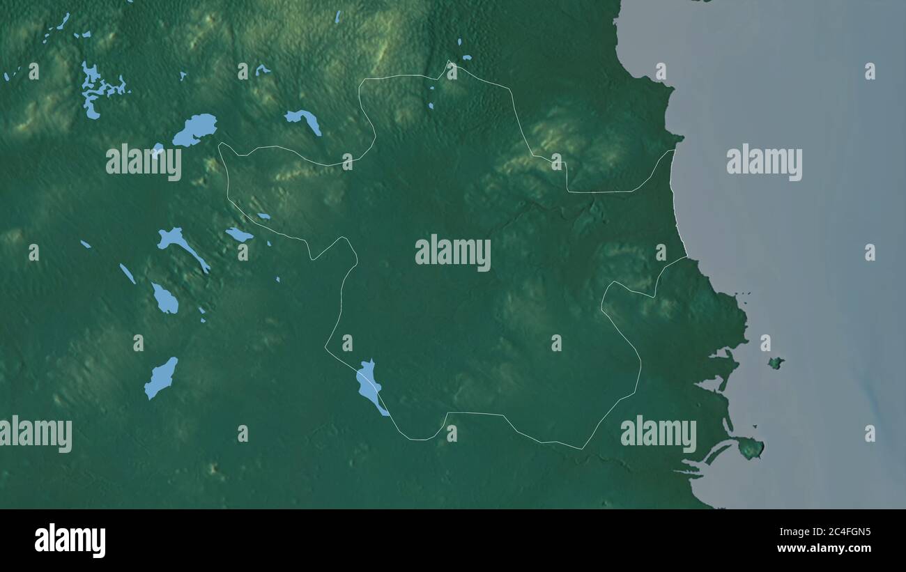 Meath, county of Ireland. Colored relief with lakes and rivers. Shape ...