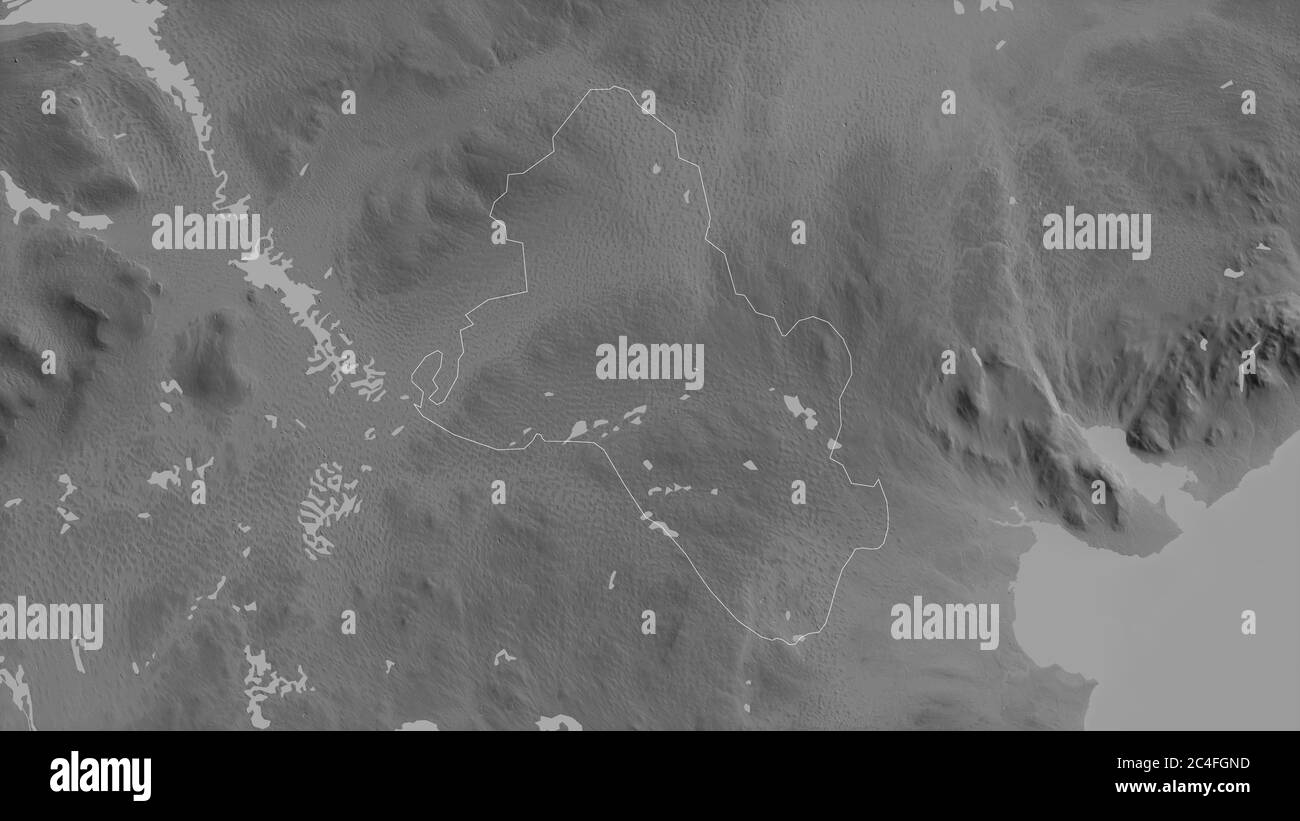 Monaghan, county of Ireland. Grayscaled map with lakes and rivers ...