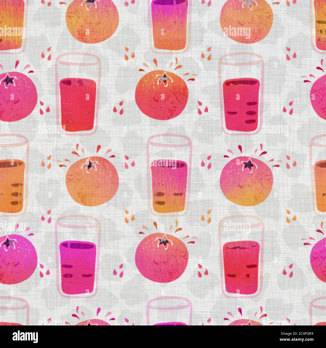 Seamless fruit collage woven texture. Hand drawn grunge damask on linen ...