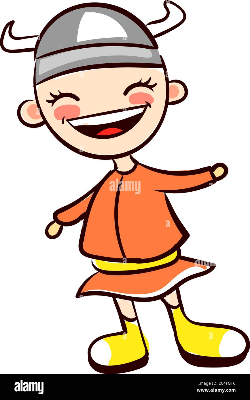 Happy viking boy, illustration, vector on white background Stock Vector ...