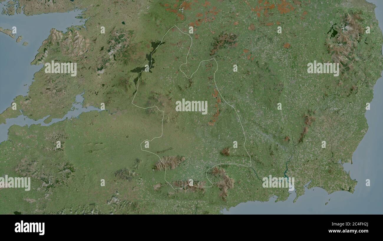 Tipperary, county of Ireland. Satellite imagery. Shape outlined against ...