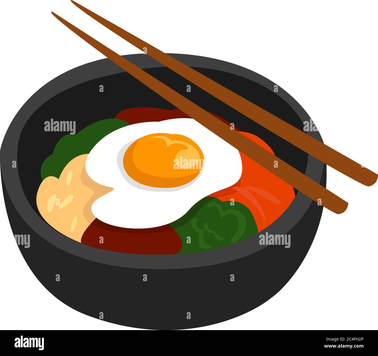 Bibimbap, illustration, vector on white background Stock Vector Image ...