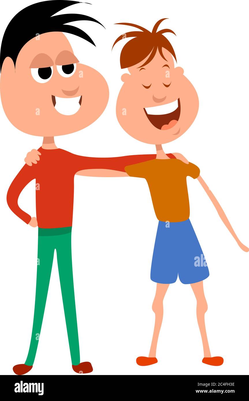 Best friends, illustration, vector on white background Stock Vector ...