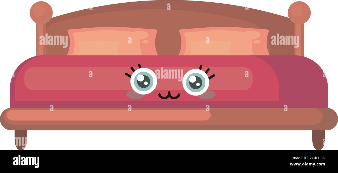 Cute bed, illustration, vector on white background Stock Vector Image ...