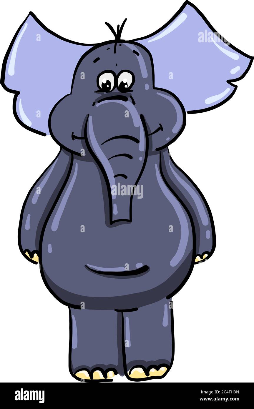 Big blue elephant, illustration, vector on white background Stock ...