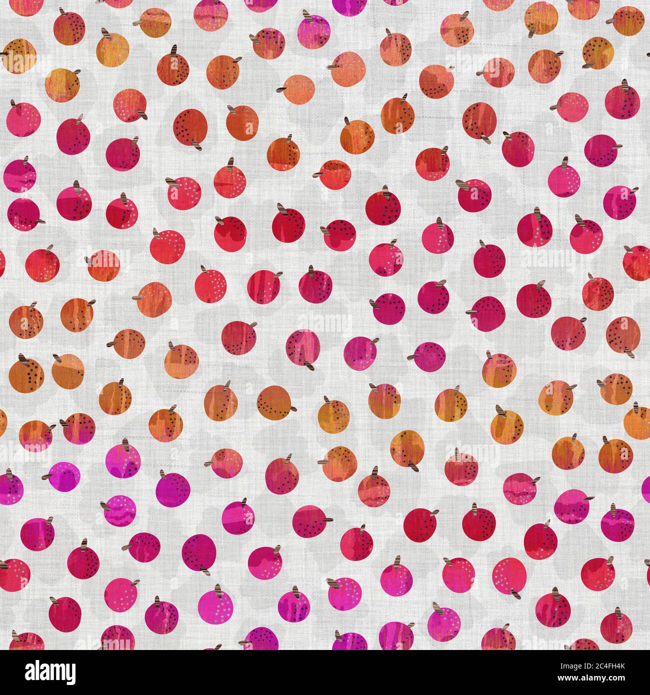 Seamless fruit collage woven texture. Hand drawn grunge damask on linen ...