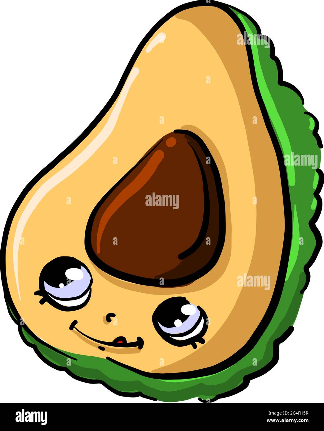 Avocado with eyes, illustration, vector on white background Stock ...