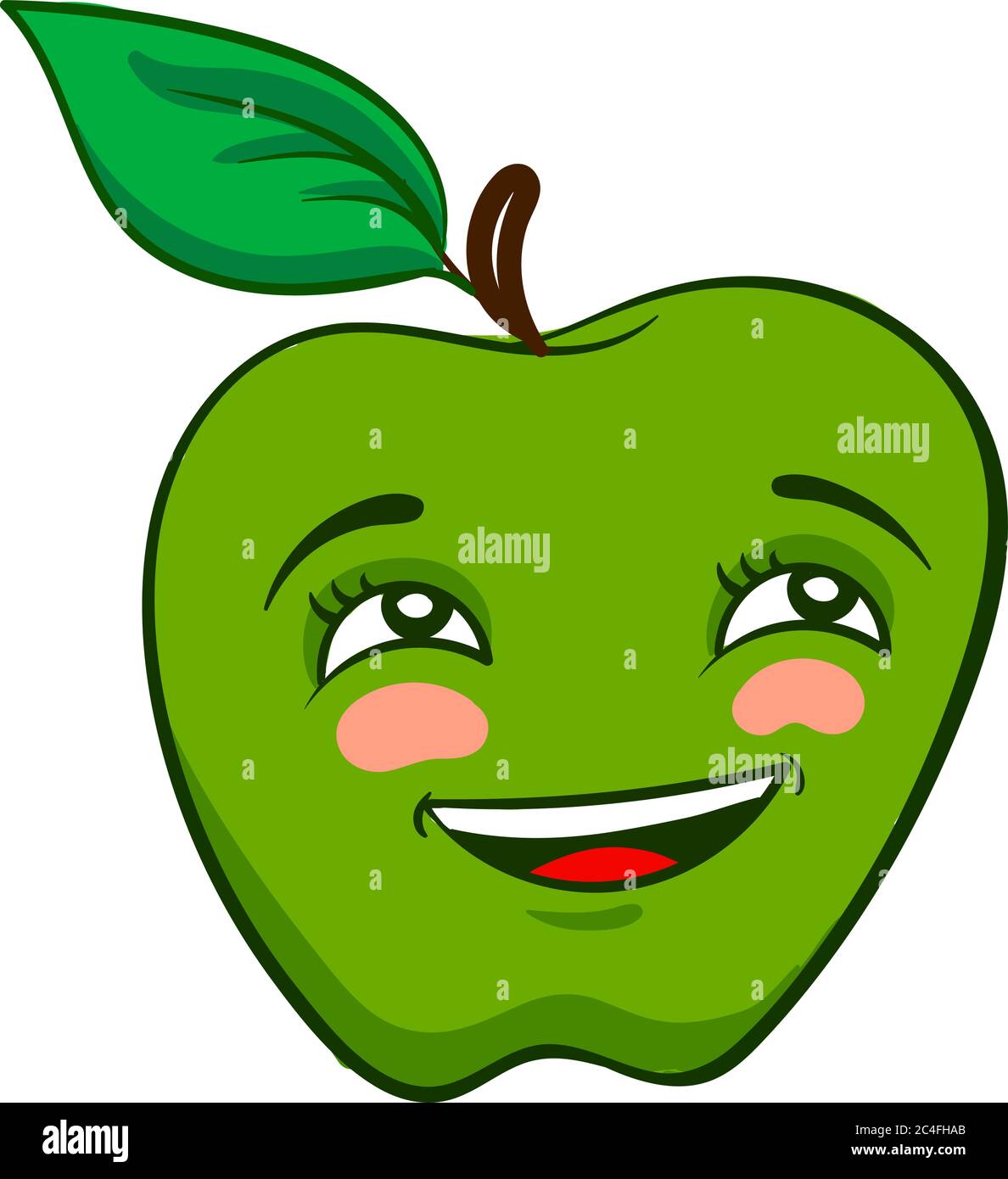 Green smile apple, illustration, vector on white background Stock ...