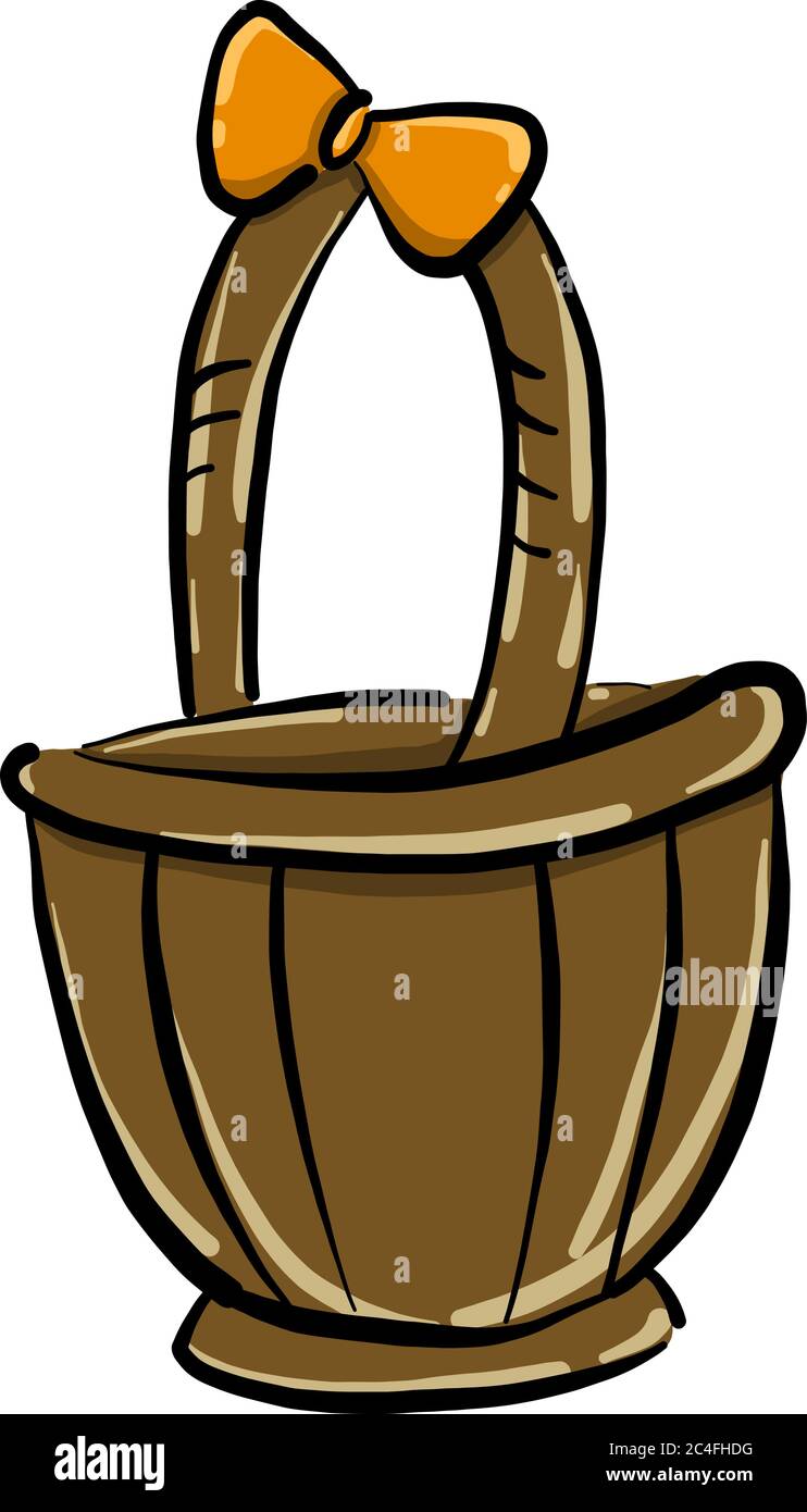 Brown basket, illustration, vector on white background Stock Vector ...