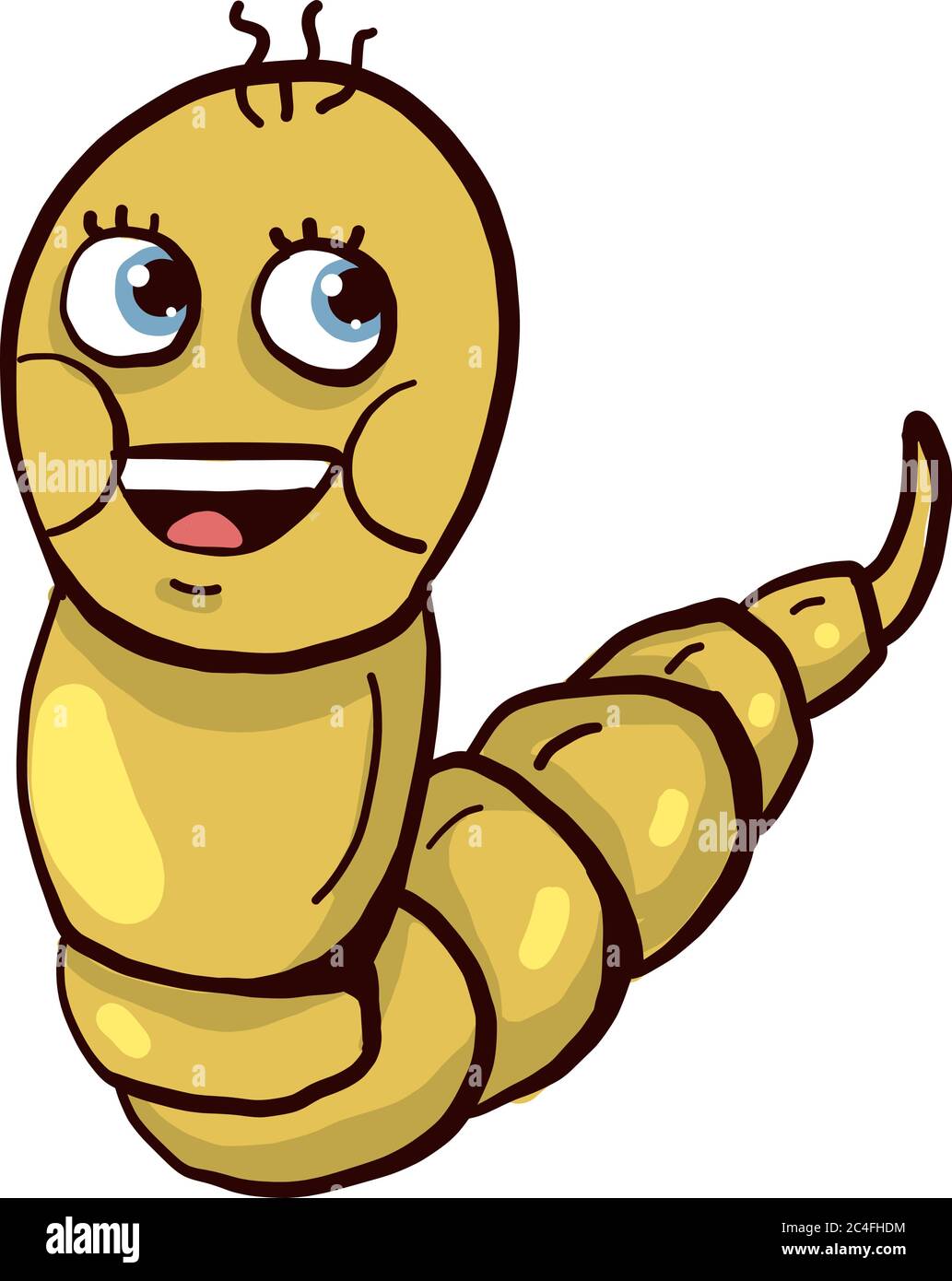 Happy smile worm, illustration, vector on white background Stock Vector ...