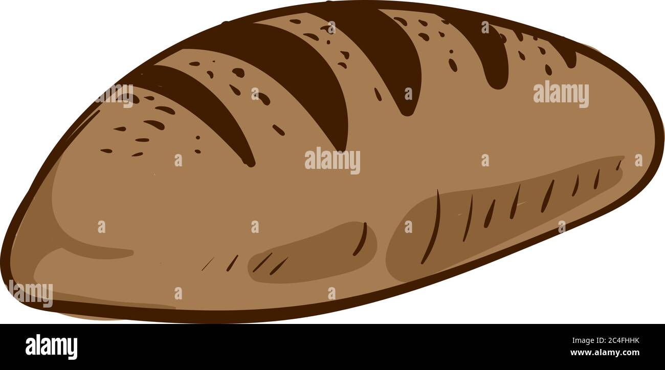 Brown bread, illustration, vector on white background Stock Vector ...