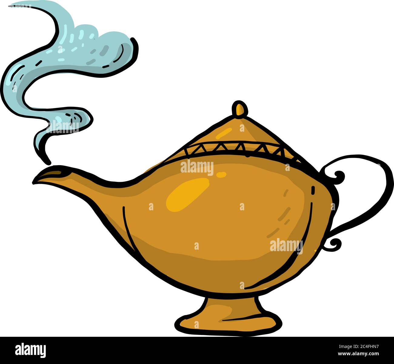 Magic genie lamp, illustration, vector on white background Stock Vector ...