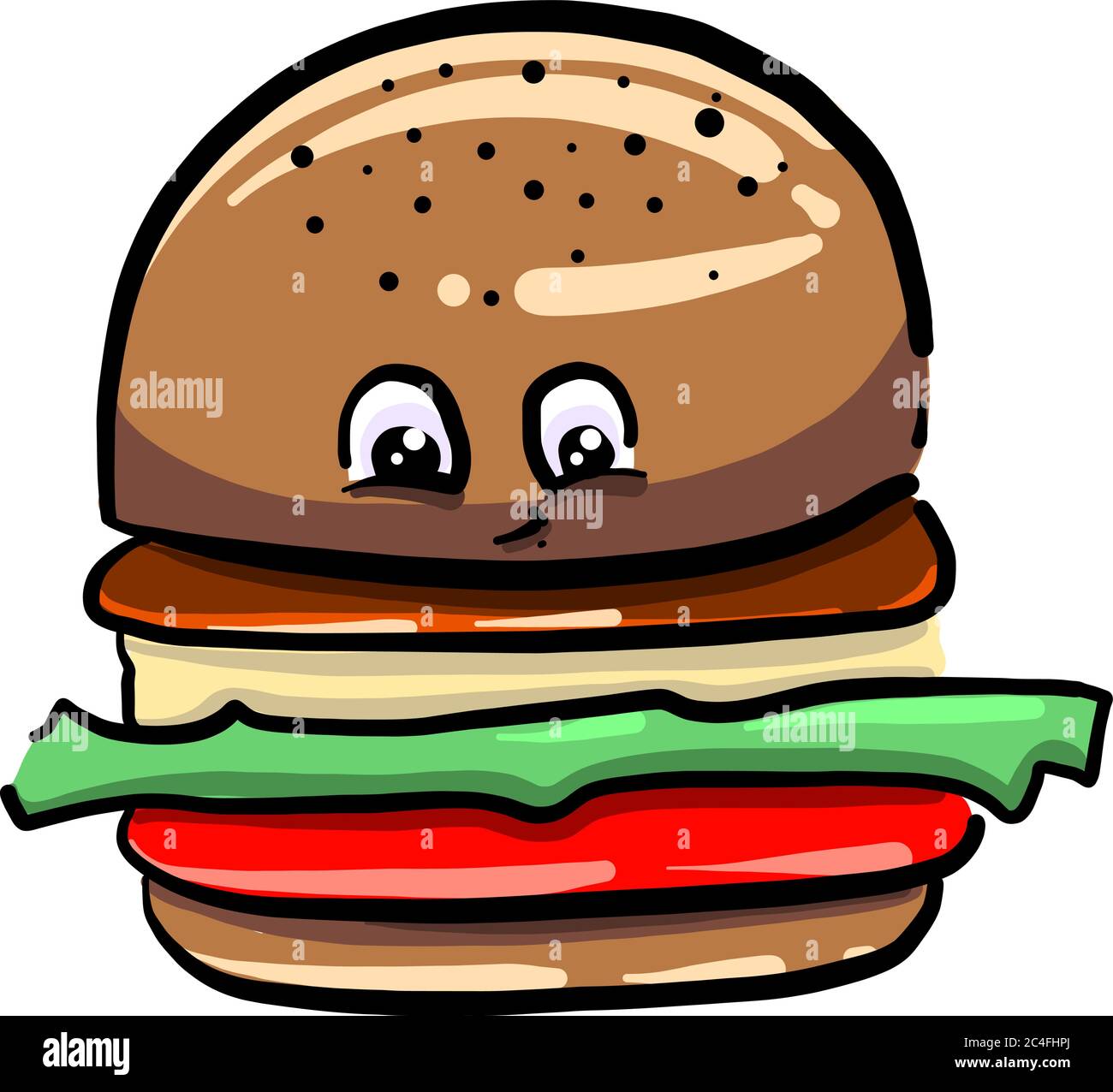 Cute burger, illustration, vector on white background Stock Vector ...
