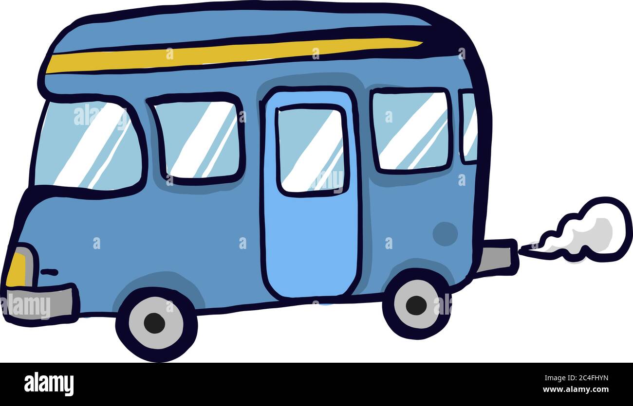 Blue big bus, illustration, vector on white background Stock Vector ...