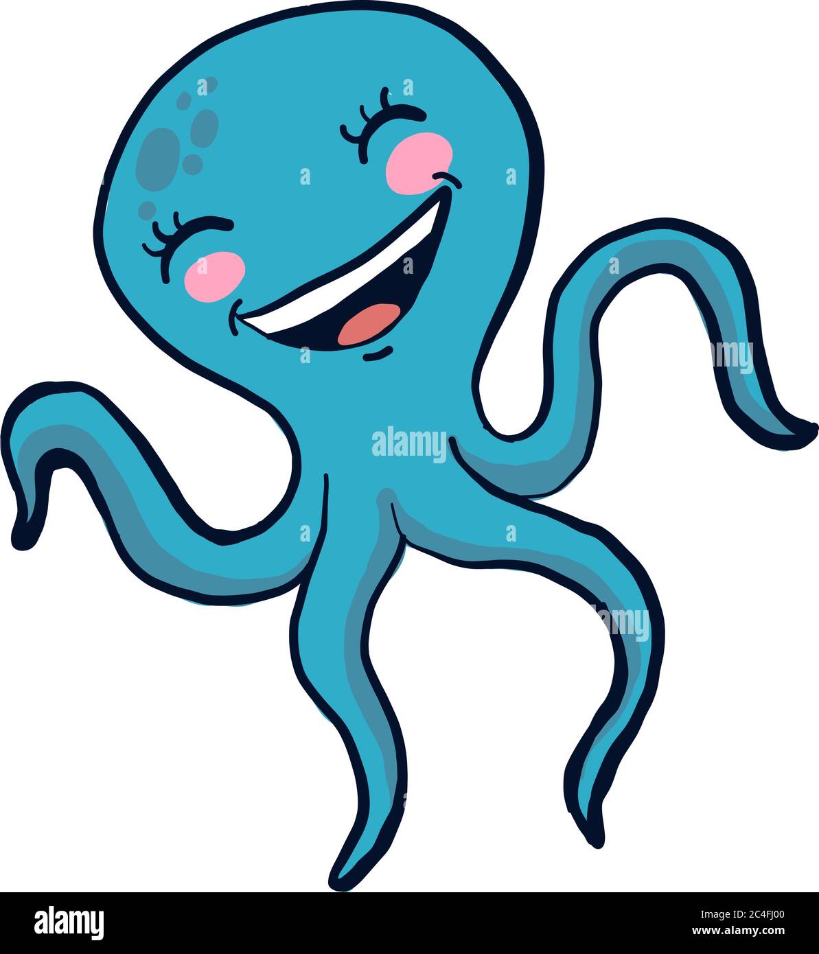 Blue octopus, illustration, vector on white background Stock Vector ...