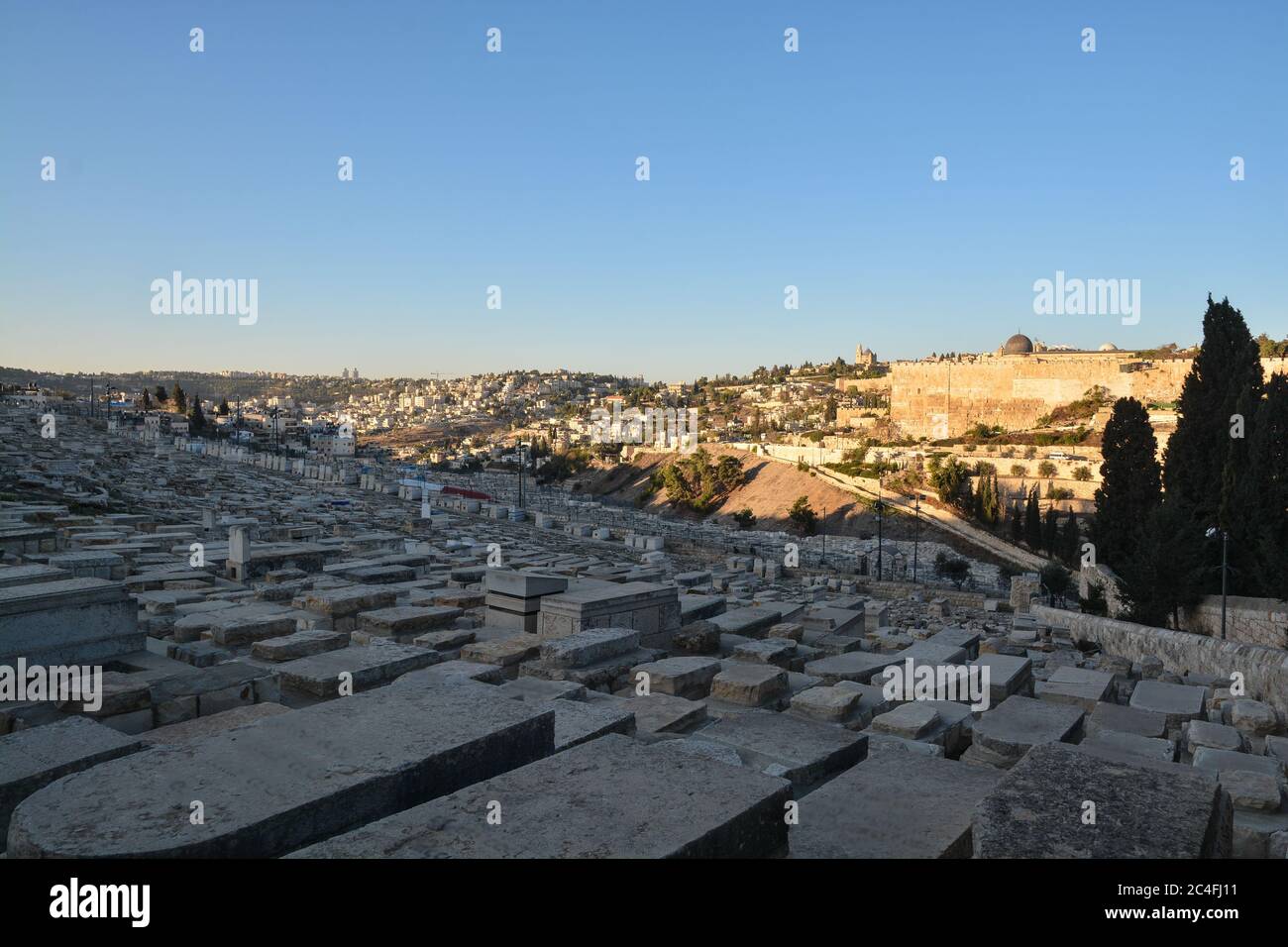 The old city of Jerusalem and the Jewish cemetery on the slope of the ...