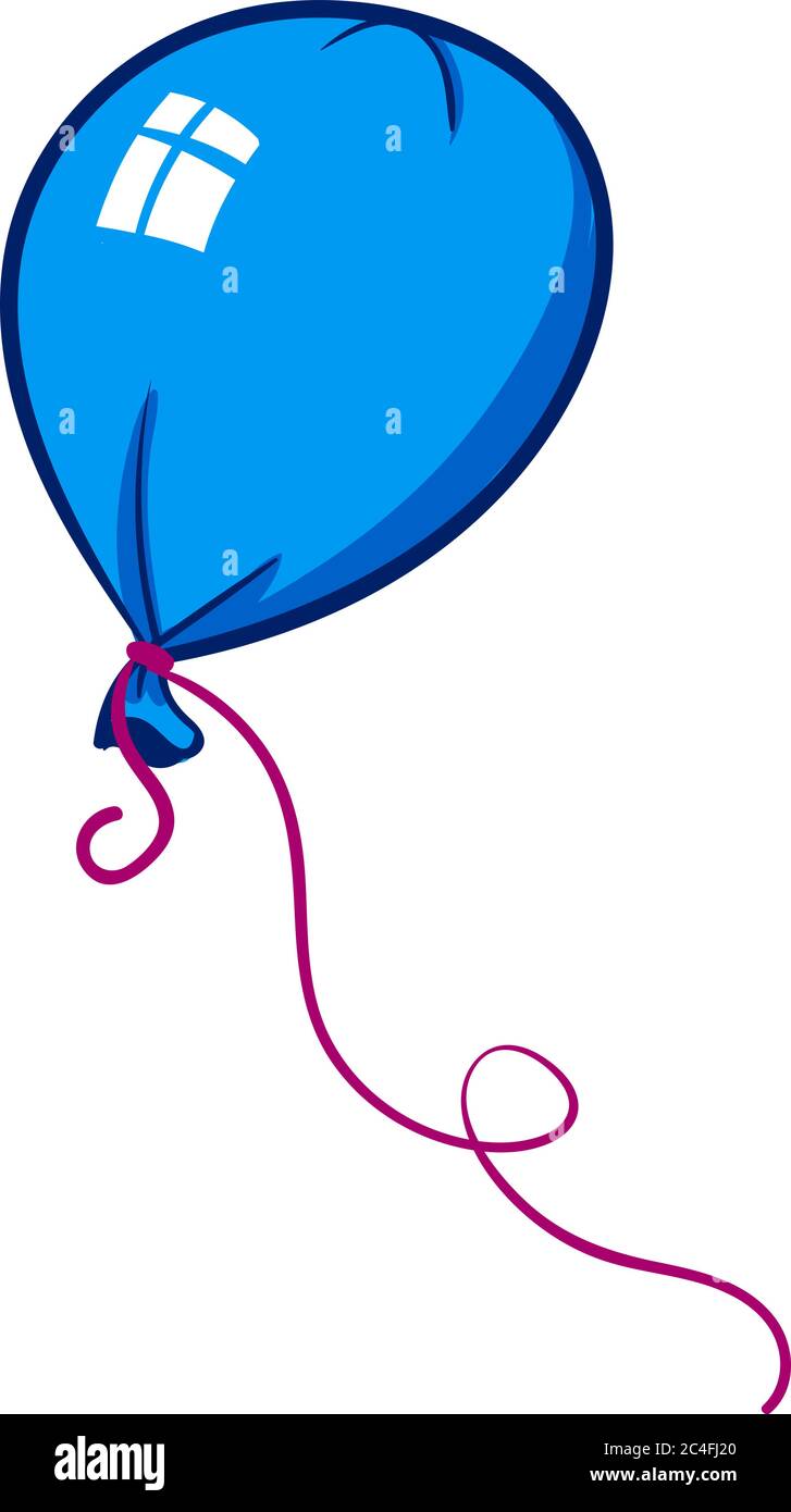 Blue balloon, illustration, vector on white background Stock Vector ...