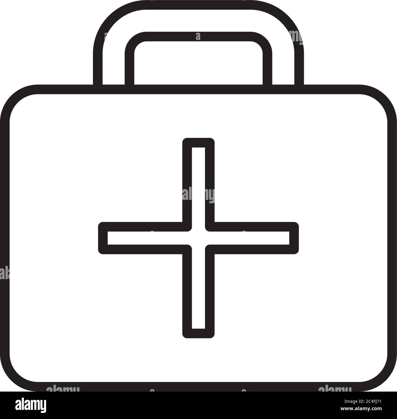 first aid kit icon over white background, line style, vector ...