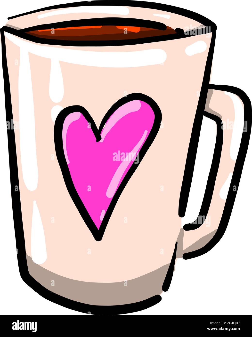 Cup with heart, illustration, vector on white background Stock Vector ...
