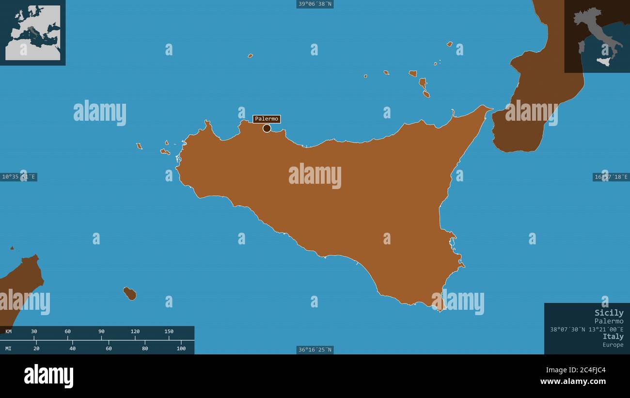 Sicily, autonomous region of Italy. Patterned solids with lakes and ...